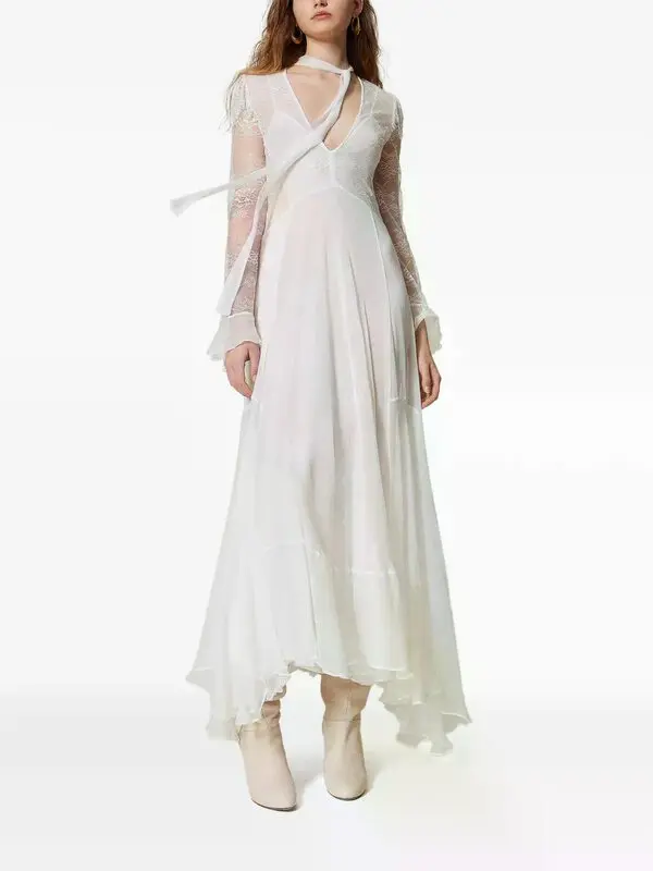 TWINSET Giglio Lace And Silk Maxi Dress