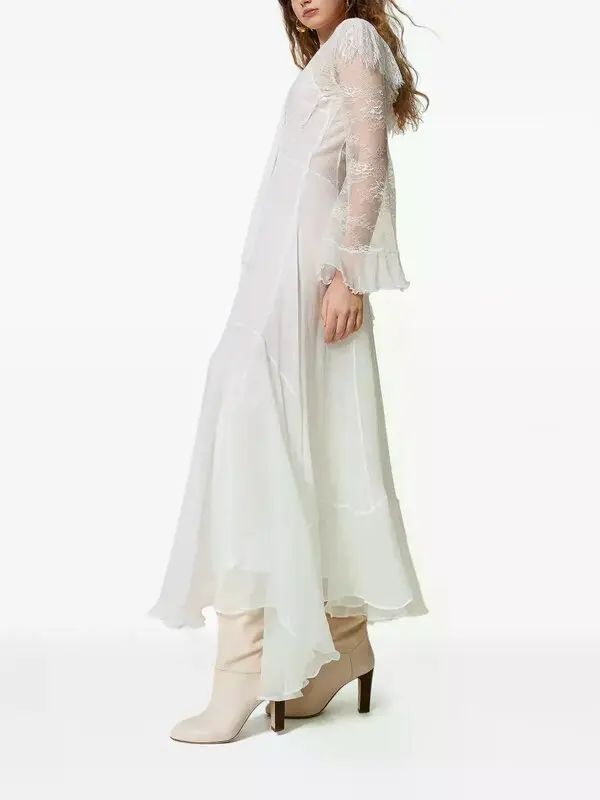 TWINSET Giglio Lace And Silk Maxi Dress