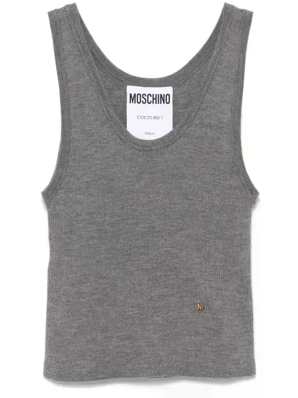 Moschino Lettering Ribbed Tank Top - Grey