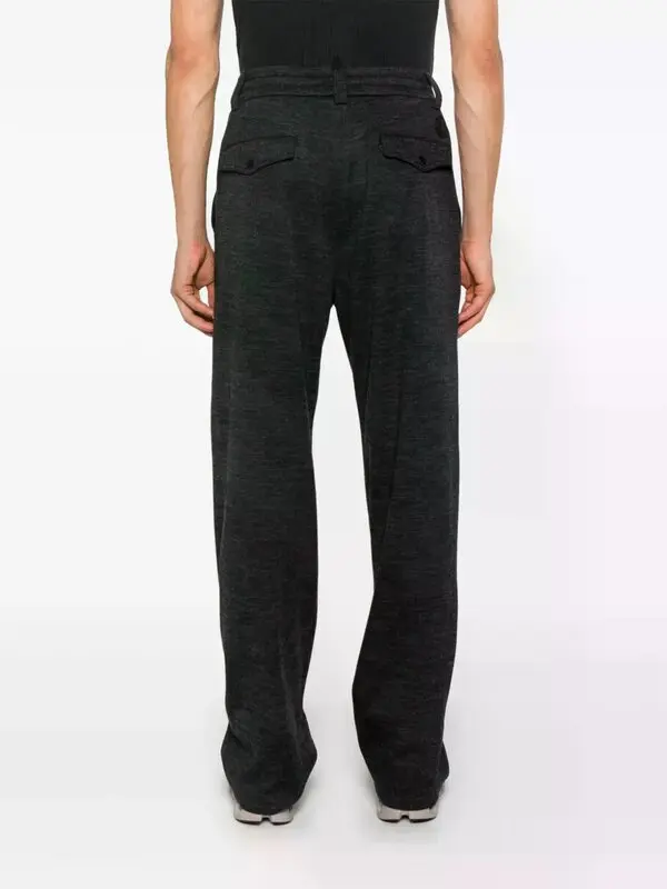 Moncler Dark Virgin Wool Blend Tapered Trousers - Grey