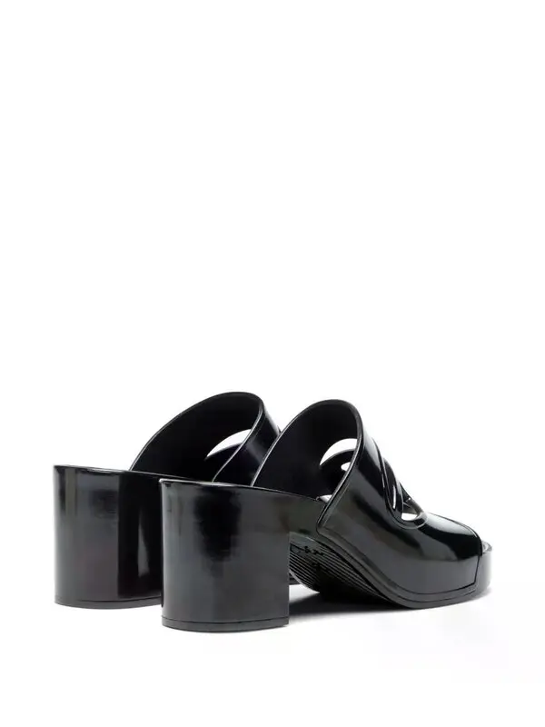 DIESEL® Sa-bonnie Heeled Rubber Slides With Cut-out Logo - Black