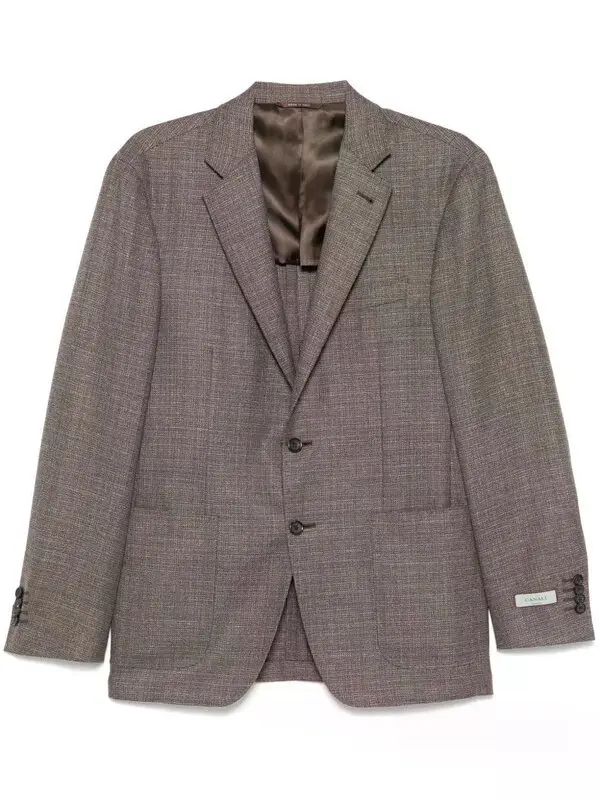 Canali Kei Wool Interlock Blazer - Brown