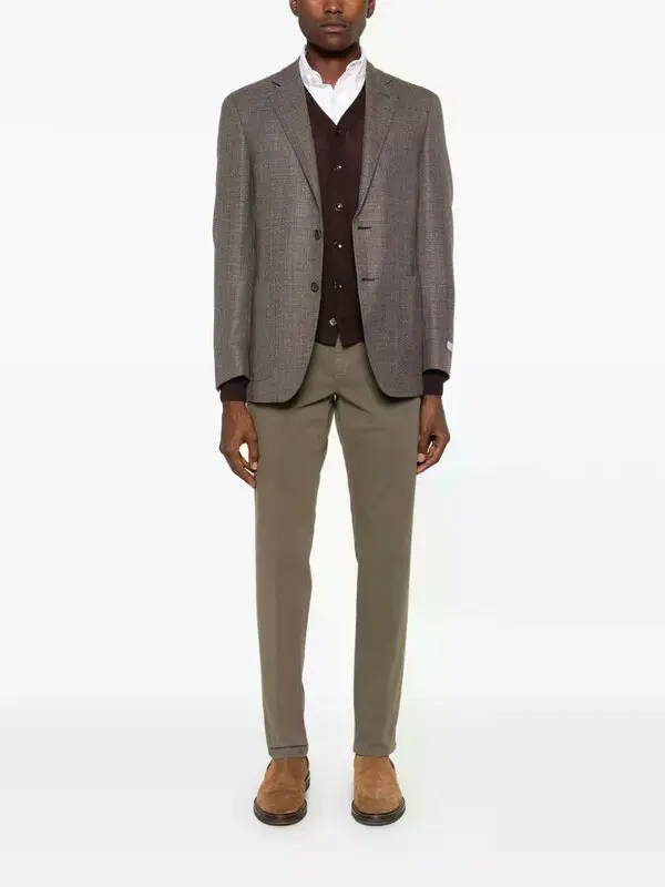 Canali Kei Wool Interlock Blazer - Brown