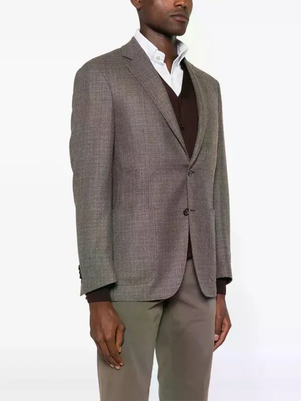 Canali Kei Wool Interlock Blazer - Brown