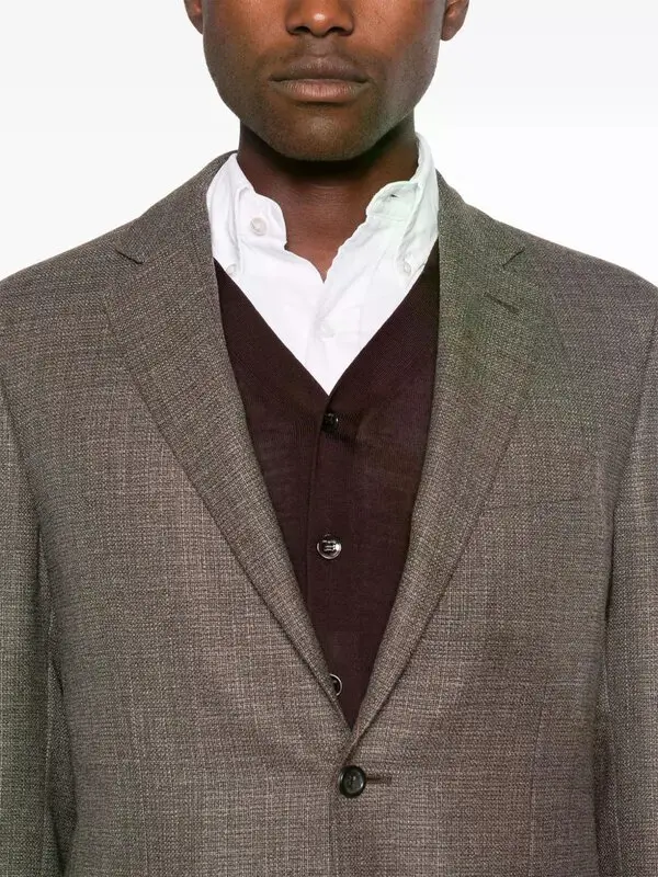Canali Kei Wool Interlock Blazer - Brown