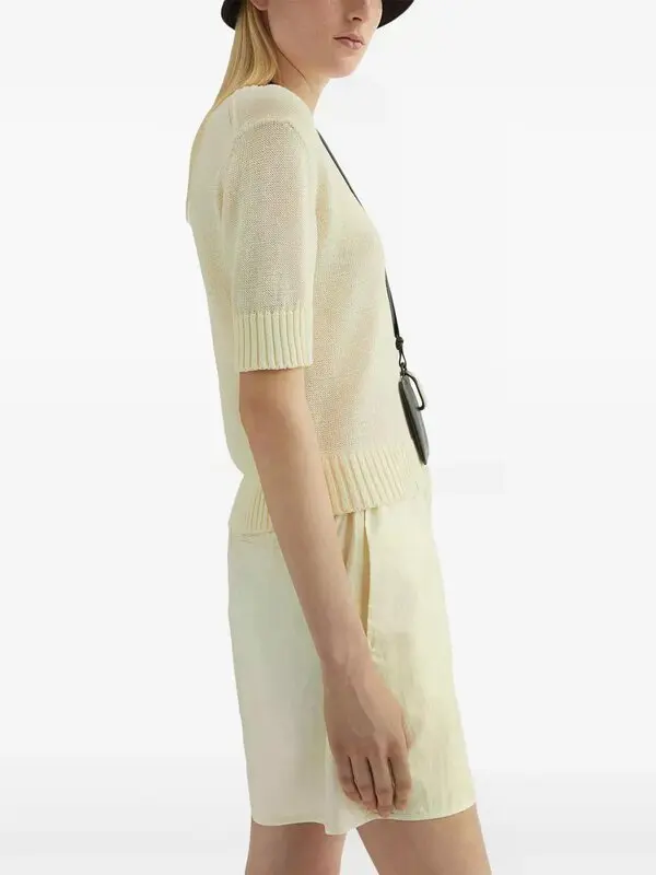 JIL SANDER Porcelain Cotton Knitted Crew Neck T-shirt