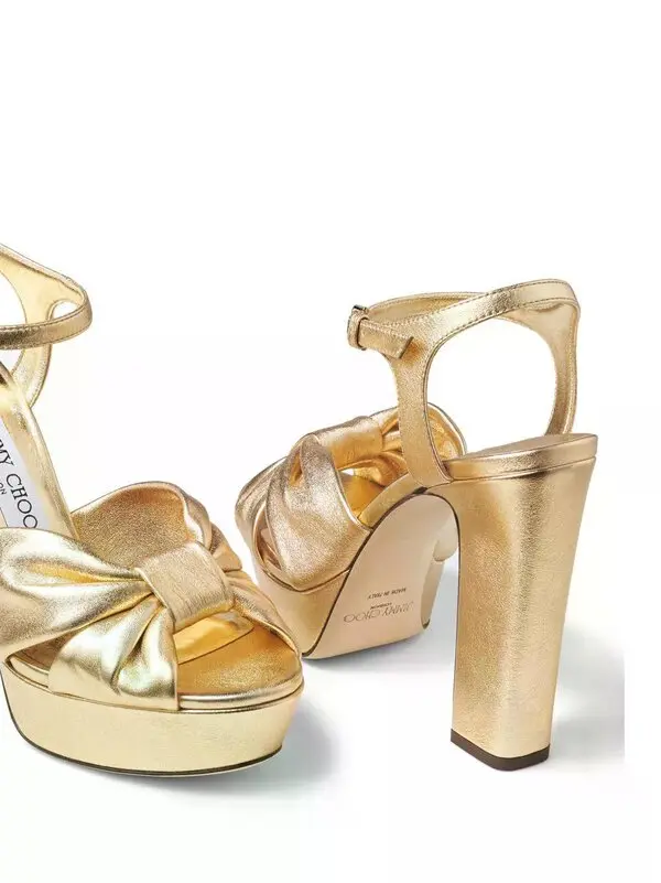 JIMMY CHOO Heloise Metallic Finish Block Heel Sandals - Gold