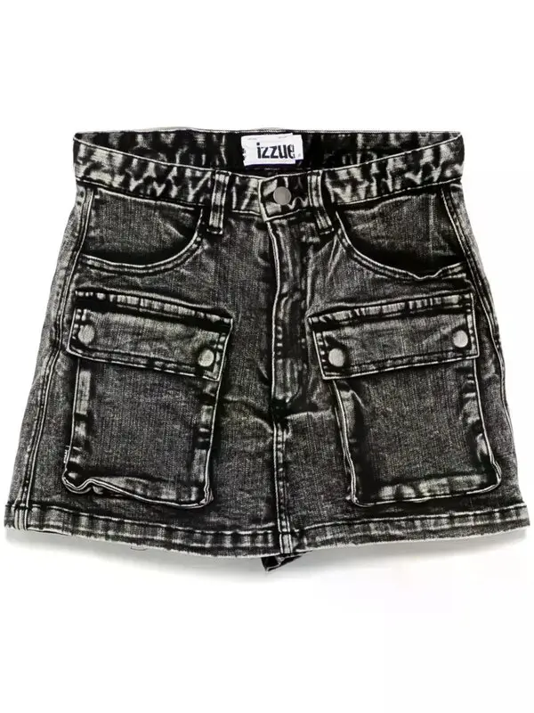 Izzue Denim Skort With Flap Pockets - Black