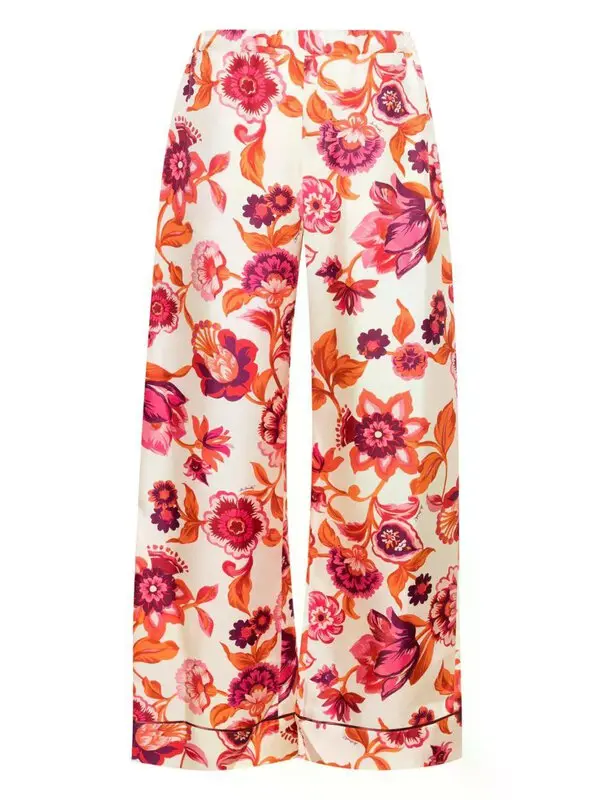 La DoubleJ Floral-print Pajama Trousers - Neutrals