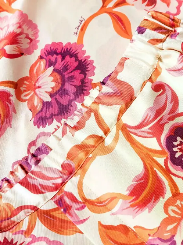 La DoubleJ Floral-print Silk Twill Pajama Trousers - Neutrals