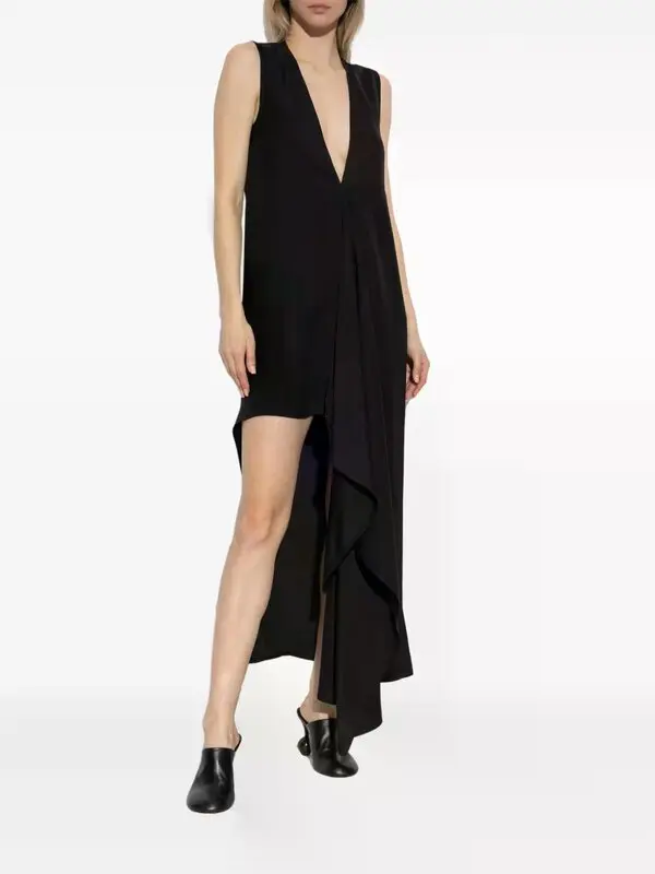Sportmax Acline Maxi Dress With Deep V-neckline And Draped Asymmetric Hem