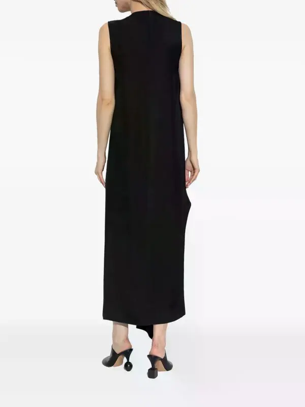 Sportmax Acline Maxi Dress With Deep V-neckline And Draped Asymmetric Hem