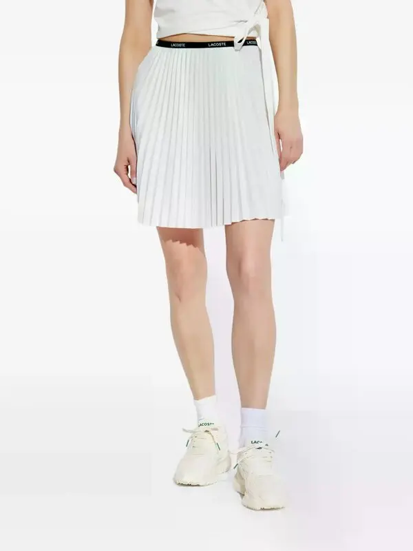 Lacoste Pleated Skirt With Logo Waistband - White