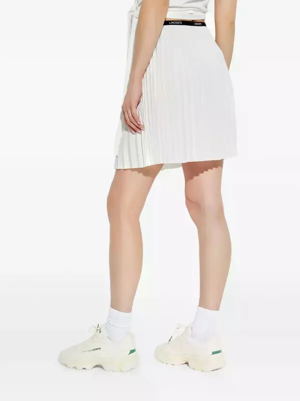 Lacoste Pleated Skirt With Logo Waistband - White