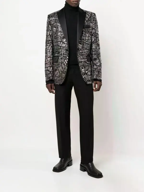 Philipp Plein Logo-embellished Single-breasted Blazer
