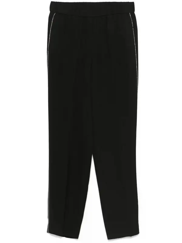 Peserico Crepe Tailored Trousers With Side Detail - Black