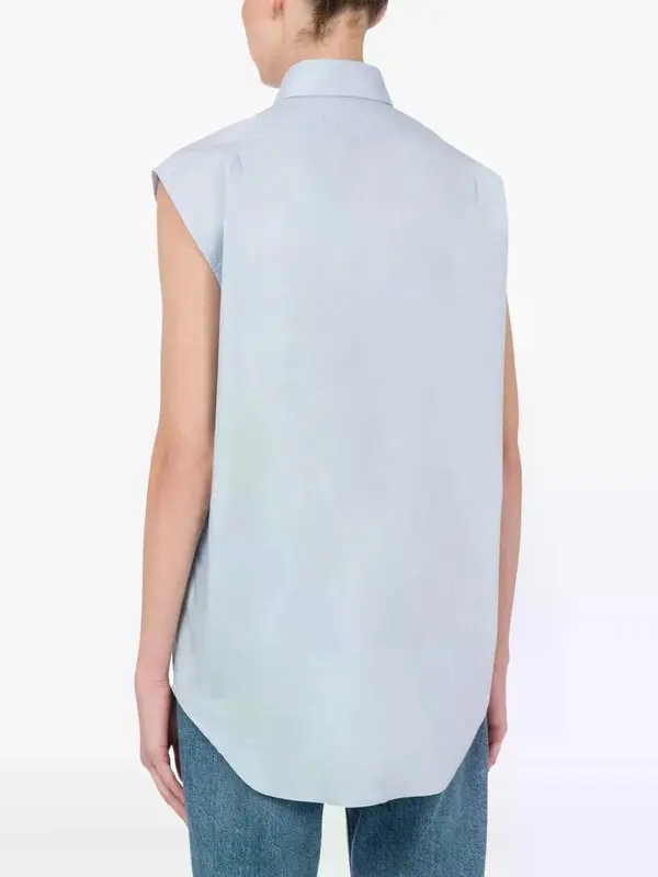 Moschino Sleeveless Shirt With Pointed Collar And Patch Pocket