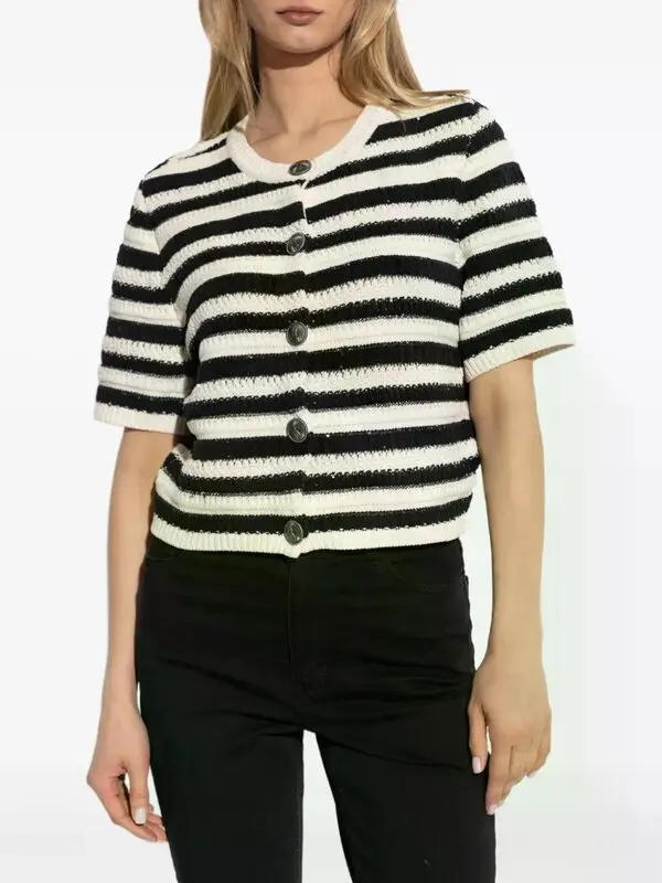 GESTUZ Short Sleeve Striped Cardigan