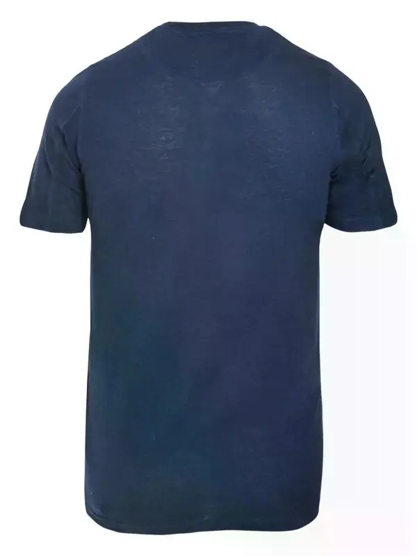 120% Lino Mélange-effect Crew-neck T-shirt - Blue