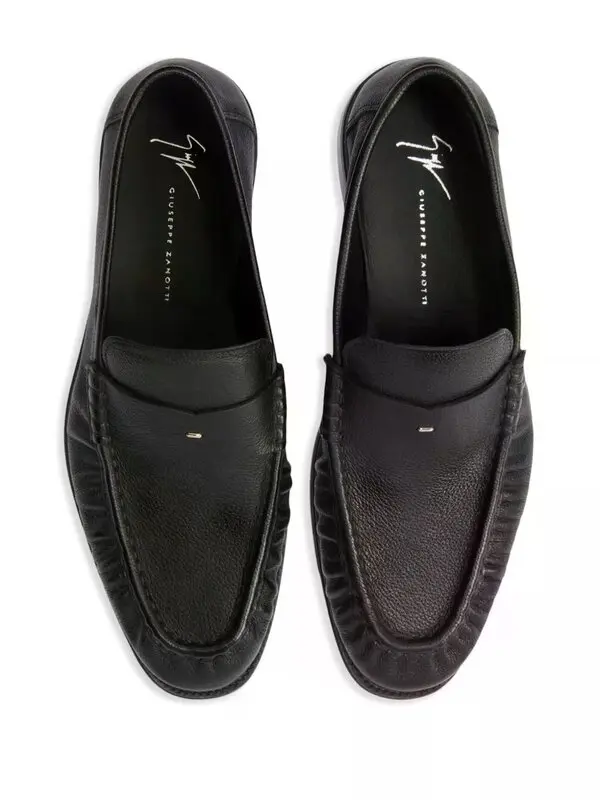 GIUSEPPE ZANOTTI Almond-toe Leather Loafers
