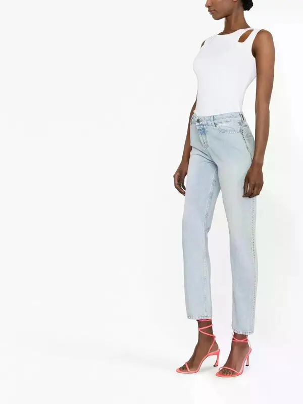 Alexandre Vauthier Slim-fit Straight Jeans With Rhinestone Embellishment