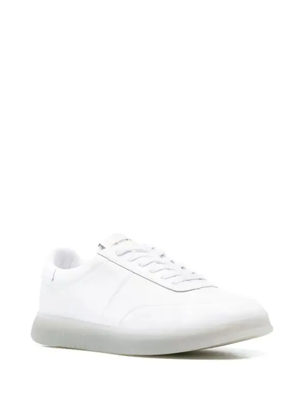 Emporio Armani Leather Lace-up Sneakers - White