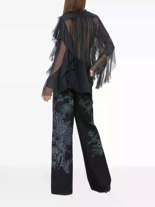 Alberta Ferretti Ruffle Detail Silk Blouse