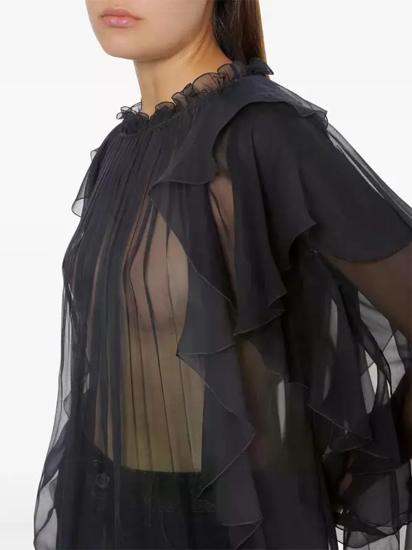 Alberta Ferretti Ruffle Detail Silk Blouse