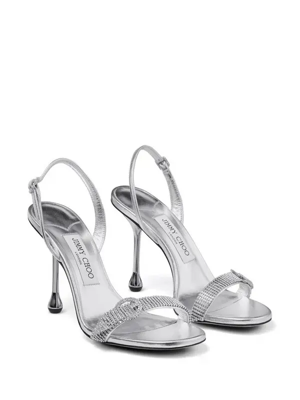 JIMMY CHOO 95mm Tabatha Crystal Embellished Sandals - Silver