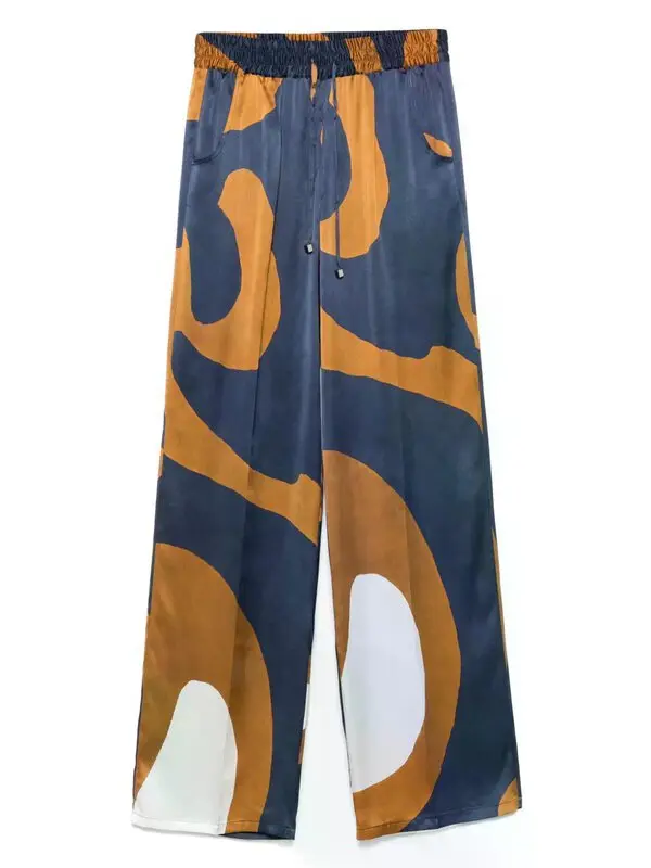 Kiton Abstract Print Trousers - Blue