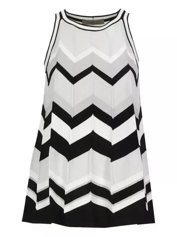 D.exterior Plissé Zigzag Print Tank Top
