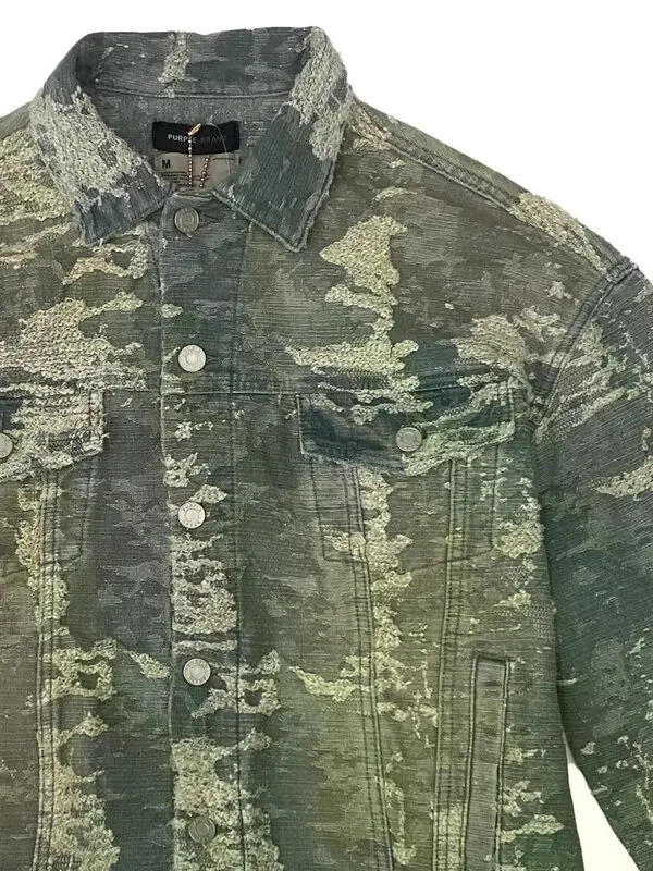 PURPLE BRAND Patterned Jacquard Denim Jacket - Grey