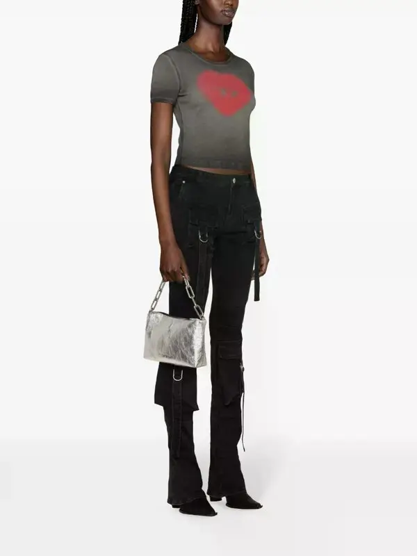 DIESEL® Heart-print Cropped T-shirt - Black