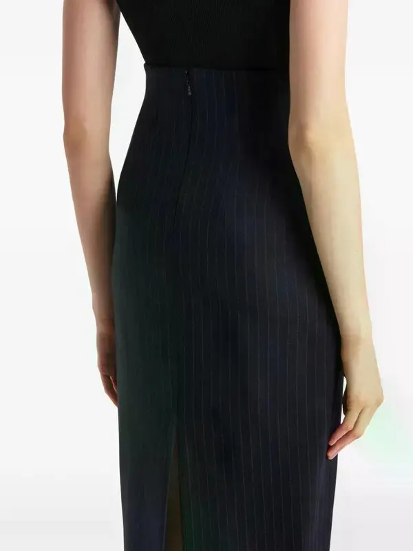 Khaite The Loxley Pinstriped Pencil Skirt - Blue