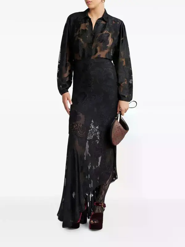 Etro Fil-coupé Chiffon Maxi Skirt - Black