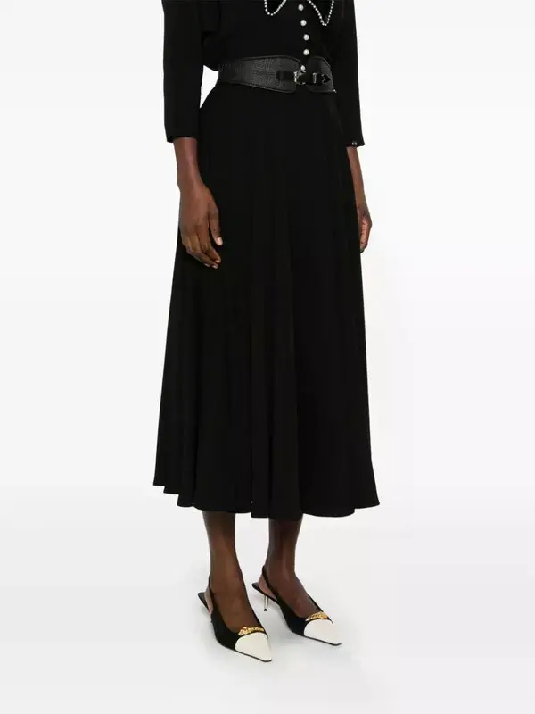 NISSA Belted Midi Skirt - Black