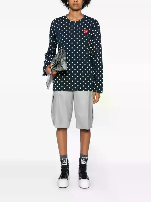 Play Comme Des Garcon Polka-dot Cotton Long Sleeve T-shirt