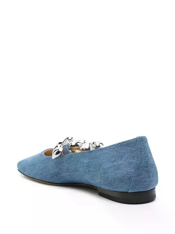 Mach & Mach Square Toe Ballet Flats With Side Buckle