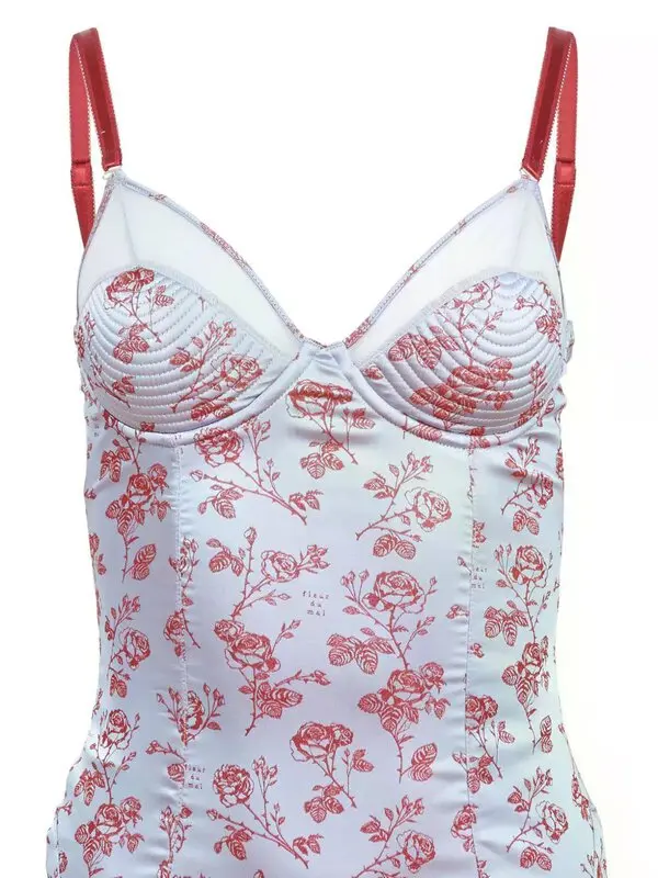 FLEUR DU MAL Bebe Rose-jacquard Slip Dress - Blue