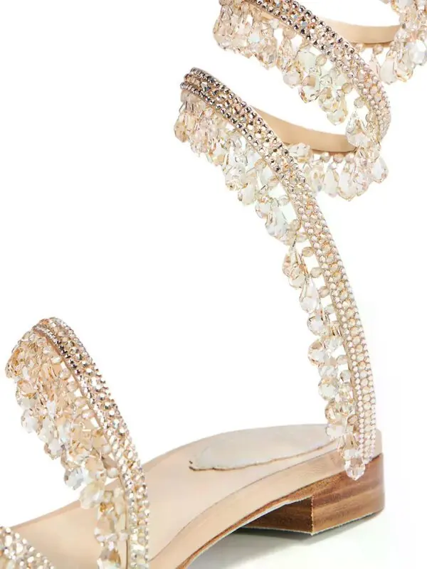 Rene Caovilla Embellished Leather Sandals - Neutrals