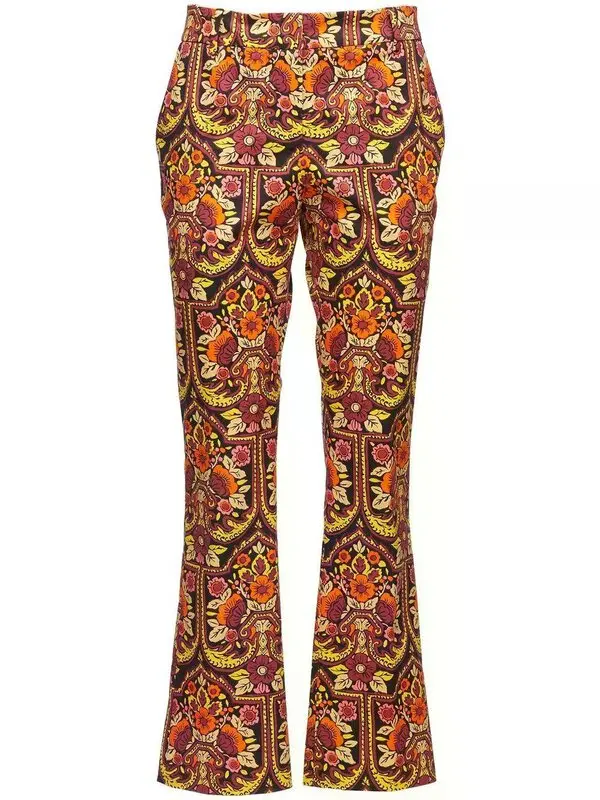La DoubleJ Floral-pattern Flared Trousers