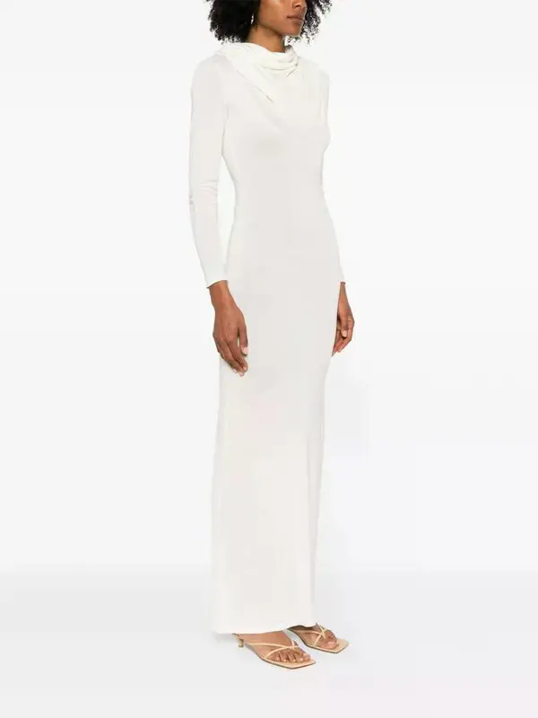 AYA MUSE Fine-knit Maxi Dress With Cowl Neck