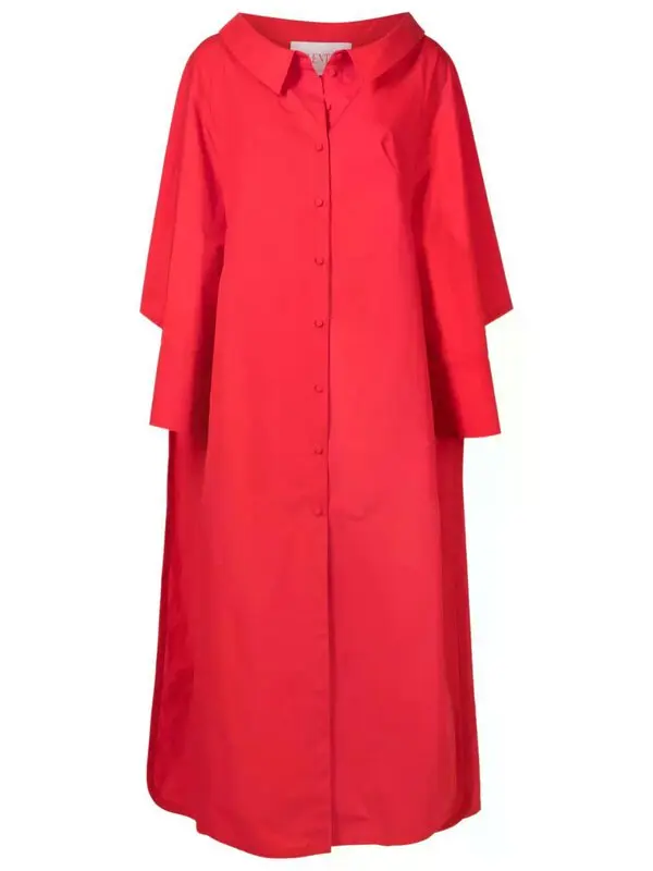 Valentino Garavani Cotton Maxi Dress With Cape Detail - Red