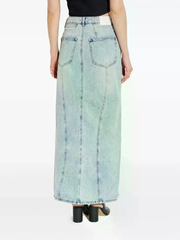 GESTUZ Denim Maxi Skirt With Front Slit