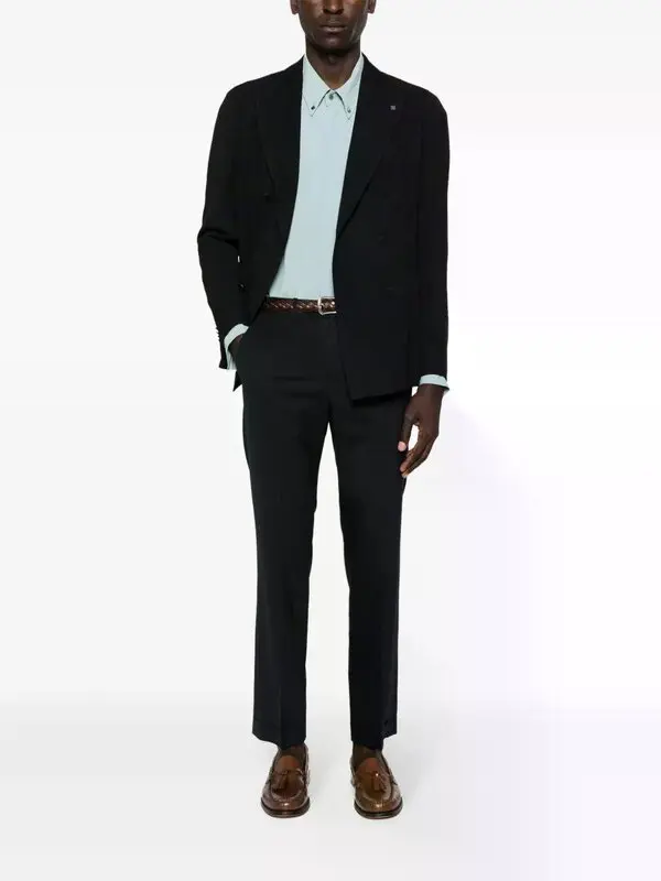 PT TORINO Slim-fit Cropped Stretch-wool Trousers - Blue