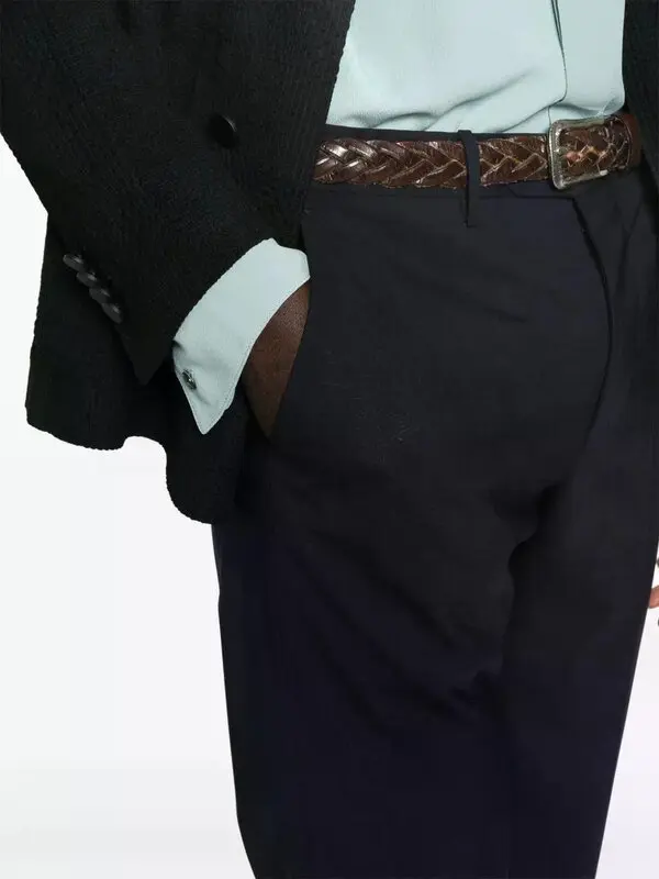 PT TORINO Slim-fit Cropped Stretch-wool Trousers - Blue