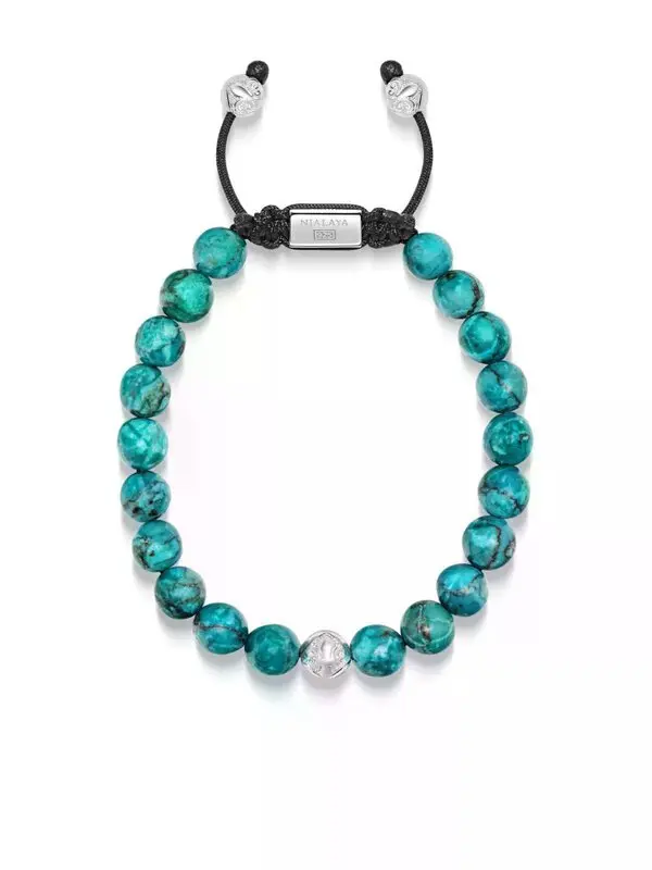 NIALAYA JEWELRY Turquoise And Sterling Silver Beaded Bracelet - Blue