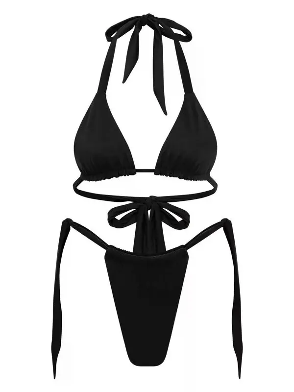 LET'S SWIM Side-tie Bikini Bottom - Black