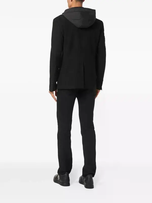 BILLIONAIRE Layered Hoodie Notch Lapel Blazer