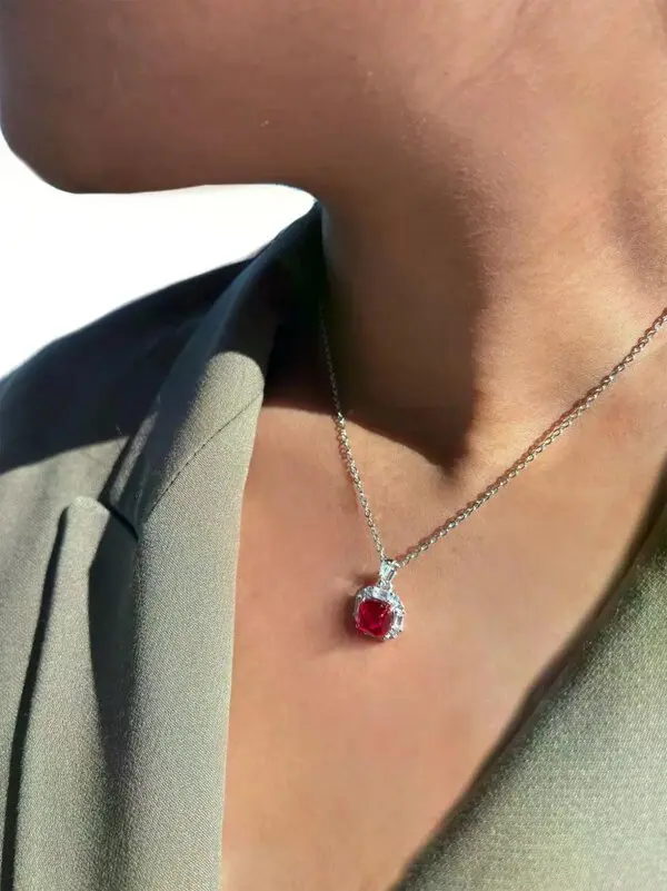 JUWELINA PARIS Sugarloaf Ruby Pavé-set Gemstone Necklace